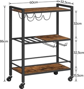 Servírovací vozík Vasagle Brutwood hnědý/černý