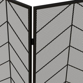HOMCOM Krbová mřížka, Skládací krbová mřížka se 3 panely, Mřížka na kamna, Ochranná mřížka proti jiskření do obývacího pokoje, Ocel, 135 x 85 cm, Čer…