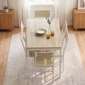 HOMCOM rozkládací jídelní set 120-160 cm se 6 židlemi pro 4-6 osob, vzhled dubu
