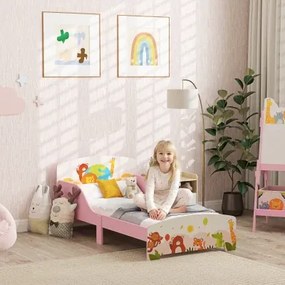 AIYAPLAY dětská postel pro děti 3+ roky z dřeva se zvýšenými okraji a bezpečnostními bočnicemi, 143x77x60 cm, růžová