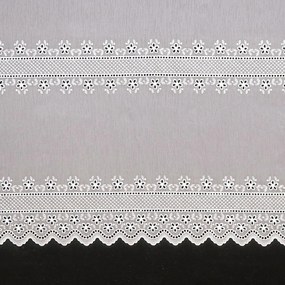 Forbyt voálová vitrážová záclona V0666 kytičky, vyšívaná, s bordurou, bílá, výška 40cm (v metráži)