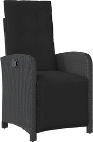 3dílný bistro set s poduškami černý polyratan 3212535