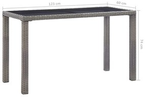 Zahradní stůl antracitový 123 x 60 x 74 cm polyratan,  46448