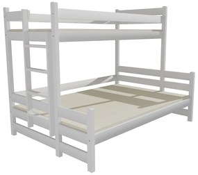 Patrová postel s rozšířeným spodním lůžkem PPS 003 90/120 x 200 cm - bílá