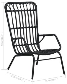 Zahradní židle polyratan černá - Default Title