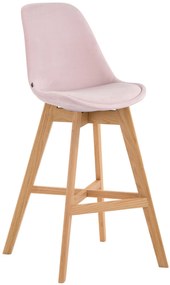 Barová židle Cannes ~ samet, dřevěné nohy natura - Ružová