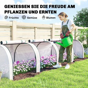 Outsunny tunelový foliovník se zip dveřmi, ocelový rám — 395 × 100 × 80 cm pro rajčata a zeleninu (bílý)