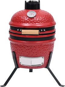 Zahradní gril a udírna 2 v 1 Kamado keramický 56 cm červený 316095