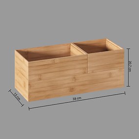 5Five® Bambusové organizéry, úložné boxy do šuplíku, sada 3ks - TSX3 38 x 30 x 15 cm