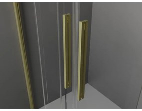 Mexen Velar L Duo, posuvné sprchové dveře do otvoru 150 cm, 8mm sklo námraza, zlatá matná, 871-150-003-32-55