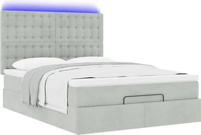 Osmanský rám postele s matracemi světle šedá 140x190cm samet 3314462
