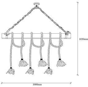 Lustr na lanku EREBOS 6xE27/40W/230V hnědá
