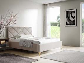 Eka Čalouněná postel DIAMOND+ 140x200 cm Barva látky Trinity: Krémově bíla (Trinity 2301), Úložný prostor: S kovovým rámem úložného prostoru