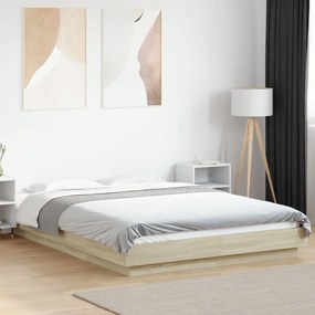 Rám postele s LED osvětlením dub sonoma 140 x 190 cm kompozit 3281128