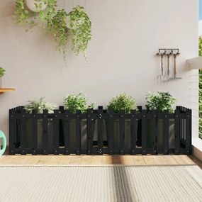 Vyvýšený záhon plotový design černý 200x50x50 cm masiv borovice - Default Title