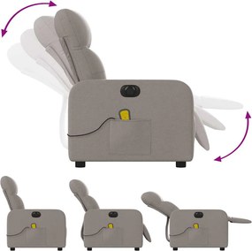 Elektrické masážní polohovací křeslo taupe textil 3206793