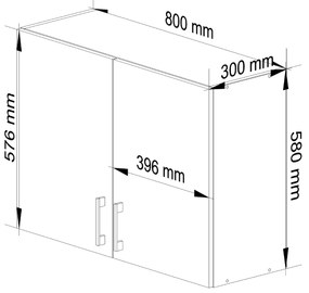 Horní kuchyňská skříňka Lula w80 (bílá + dub sonoma). 1068597