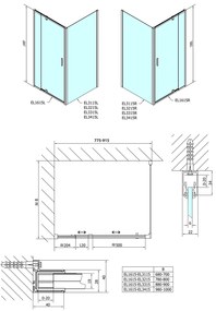 Polysan, Easy Line obdélníková/čtvercová sprchová zástěna pivot dveře 800-900x900mm L/P v, EL1615EL3315
