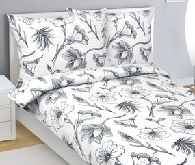 Bellatex Flanelové povlečení Bílá,Šedá 140x200 cm, 70x90 cm
