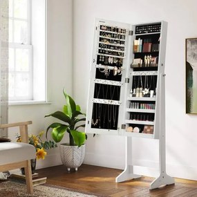 Zrcadlová skříňka se 2 samostatnými organizéry na make-up, bílá