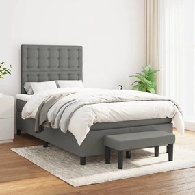 vidaXL Box spring postel s matrací 120x200 cm textil [3136906] Barva: Tmavě šedá