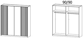 Šatní skříň Genua, 181 cm, tmavě šedá/dub artisan