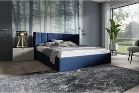 Eka Čalouněná postel EVEREST - Kronos 90x200 cm Barva látky: Tmavě modrá (Kronos 09), Úložný prostor: S dřevěným rámem úložného prostoru