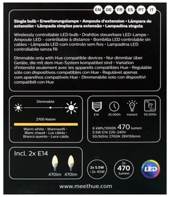SADA 2x LED Stmívatelná žárovka Philips Hue WHITE E14/5,5W/230V 2700K