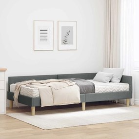 Rohový rám postele s matrací Jiný s čelo 2 ks Šedá textil 3393678