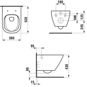 Laufen Lua WC závěsné 52 cm, Rimless, bílá H8200800000001