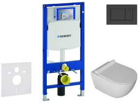 Geberit Duofix - Set předstěnové instalace, klozetu Gaia a sedátka softclose, tlačítko Sigma30, matná černá/černá SANI11CA5101