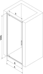Mexen Exo sprchové dveře otevírací 95 cm, transparentní, černé - 8181-095-000-70-00