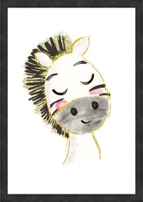 Plakát zvířátka zebra - Obraz, Plakát Velikost: B2 - 50x70 cm, Volba rámu: s bílým rámem, Dekorace: s dekoracemi