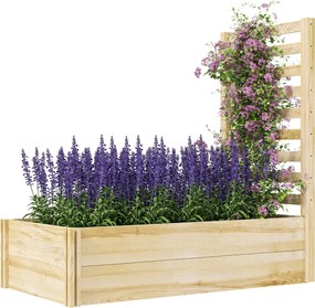 Outsunny Čtvercový dřevěný zahradní květináč s treláží 115 x 60 x 110 cm v přírodním dřevě