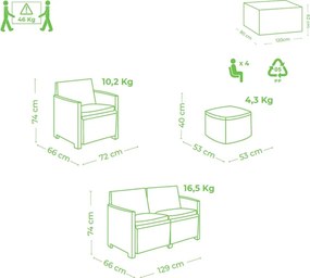 Progarden Zahradní ratan set COMO pohovka + 2 křesla + stůl + polstry antracit
