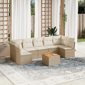 8dílná zahradní sedací souprava s poduškami béžová polyratan 3223573