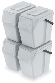 MAXIVA Sada 4 odpadkových košů - SORTIBOX II, 4x25 l Barva: bílá