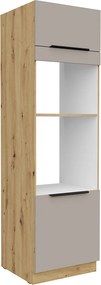 ARIA li | vysoká skříňka 60 DPM-210 2F na vestavnou troubu a mikrovlnku | 60 cm | ANTI FINGERPRINT povrch | artisan/béžová