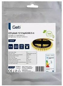LED pásek 12V 2835  120LED/m IP20 max. 12W/m bílá teplá (cívka 5m) Geti