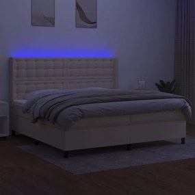 Box spring postel s matrací a LED krémová 200x200 cm textil 3138666