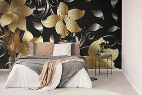 Samolepící tapeta luxusní zlatá lilie - 375x250 cm