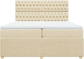 Box spring postel s matrací krémová 200x200 cm textil 3292175