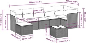 8dílná zahradní sedací souprava a podušky světle šedá polyratan 3217982