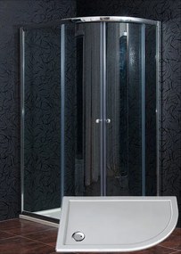 ARTTEC Sprchový kout čtvrtkruhový KLASIK 100 x 80 cm chinchilla sklo s vaničkou z litého mramoru STONE levé provedení PAN04576