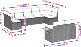 9dílná zahradní sedací souprava s poduškami béžová polyratan 3259531