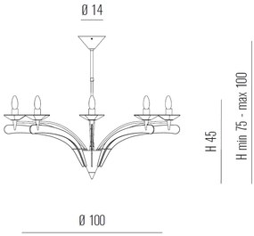 Metal Lux 197.188 Icaro, závěsné svítidlo 8xE14, chrom/křišťálové sklo, průměr 100cm