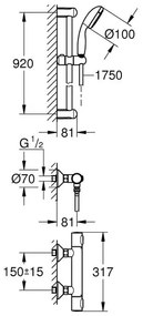 Grohe Precision Flow Sprchový set s termostatickou baterií, chrom 34842000
