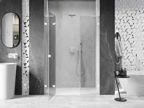 Mexen Lunar L, levé otočné sprchové dveře 160 cm, 8mm čiré sklo, bílý profil, 834SL-160-050-20-00-L