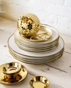 vtwonen Gold tea tips 4 ks Ø 7 cm - zlaté (Porcelánové mističky na čajový sáček )