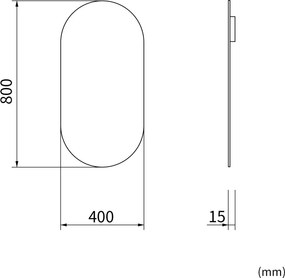 Erga Oval, oválné zrcadlo 40x80cm, ERG-V01-OVAL-4080-CL